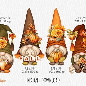Fall Gnomes PNG Sublimation Design Watercolor Fall PNG Autumn PNG ...