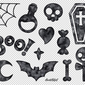 Cute Halloween Clipart Halloween Watercolor Clipart Ghost Decor ...