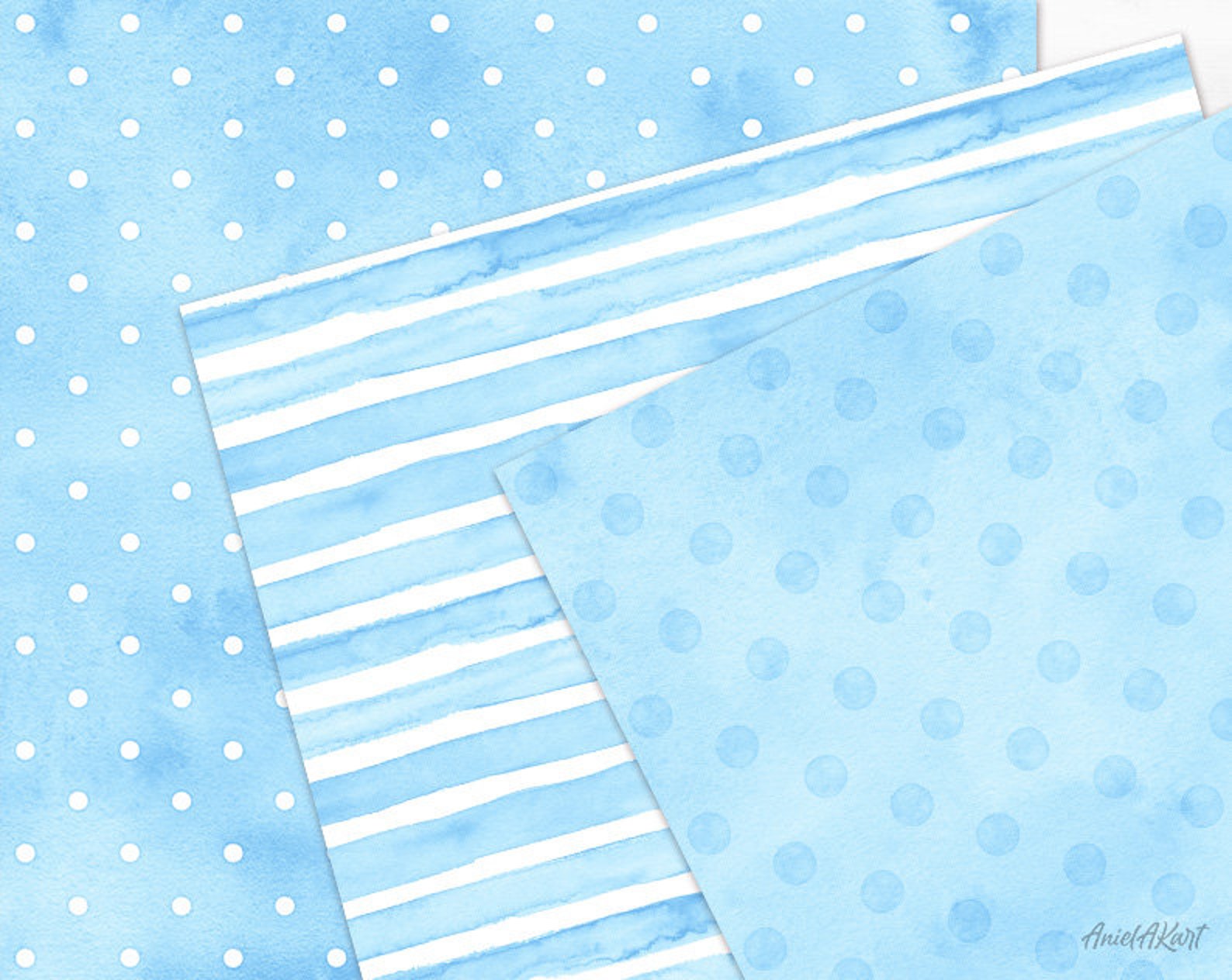 Baby Blue Seamless Pattern Watercolor Polka Dot Digital Paper Pack ...