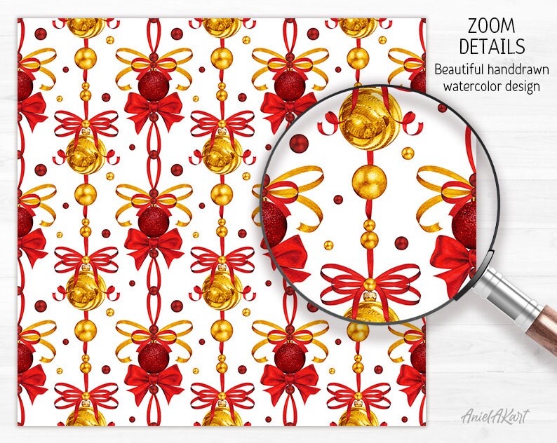 Christmas Watercolor Digital Paper Pack Seamless Pattern Ornaments ...