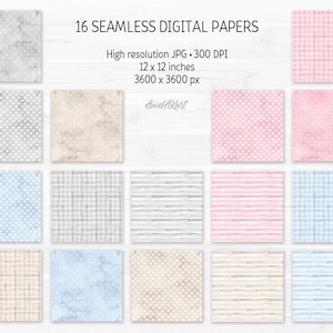 Cute Baby Digital Paper Pack Pastel Seamless Pattern Watercolor Polka ...
