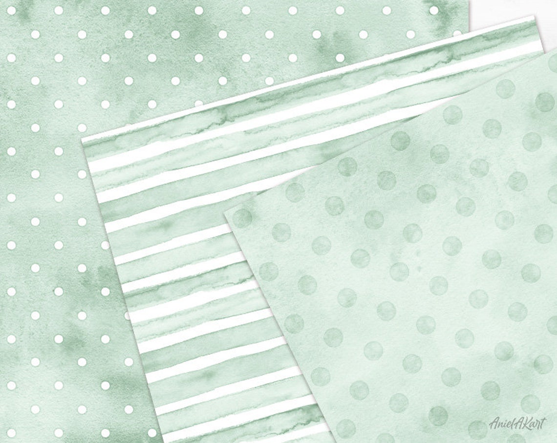 Sage Green Seamless Pattern Watercolor Polka Dot Digital Paper | Etsy
