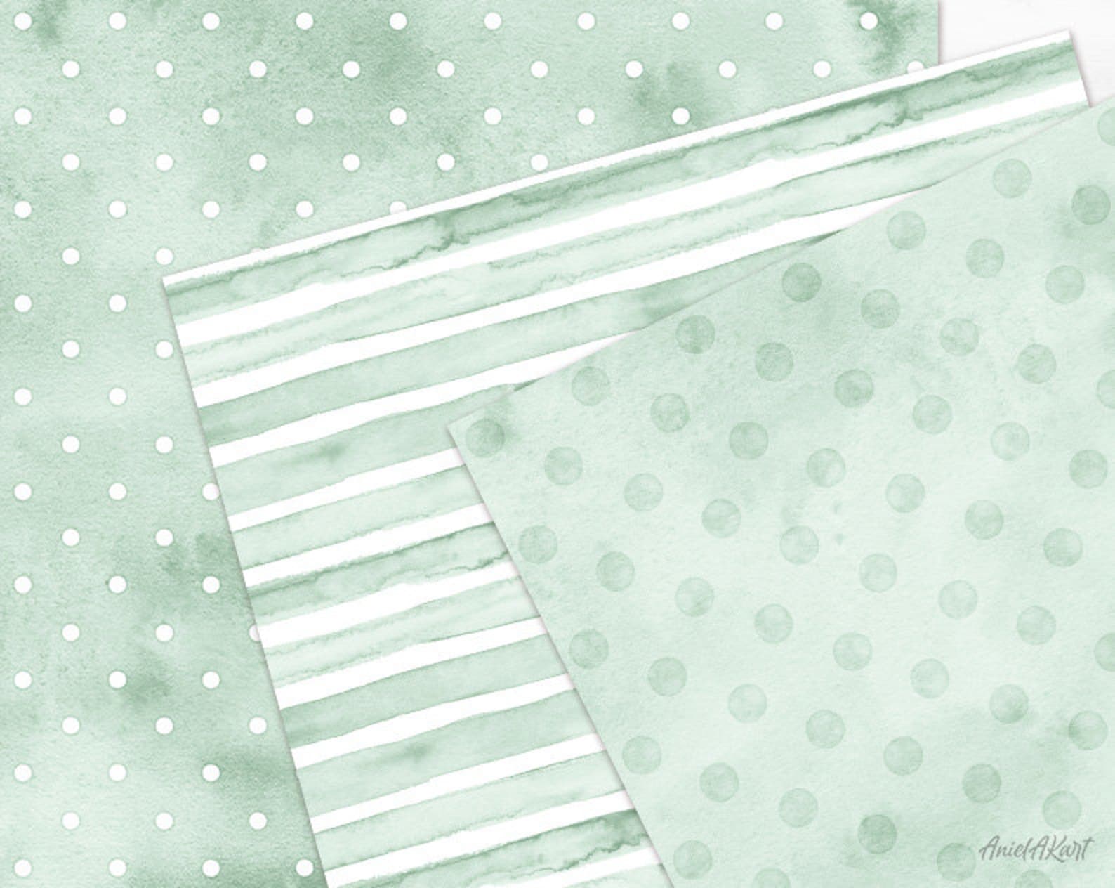 Sage Green Seamless Pattern Watercolor Polka Dot Digital Paper | Etsy