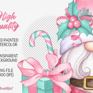 Pink Christmas Gnome PNG SANTA Claus Gnome Clipart Cute Hand Drawn ...