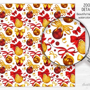 Christmas Watercolor Digital Paper Pack Seamless Pattern Ornaments ...