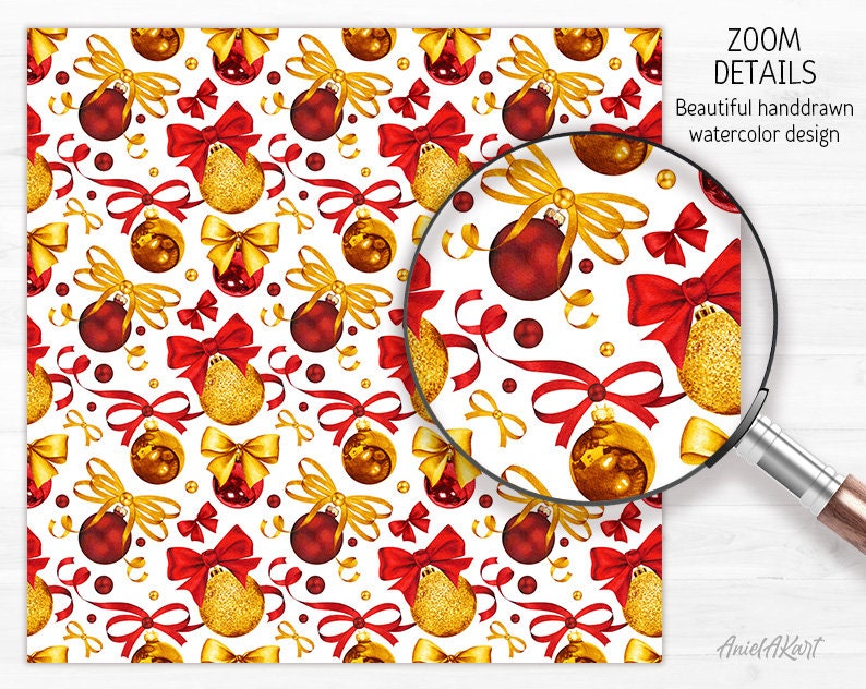 Christmas Watercolor Digital Paper Pack Seamless Pattern - Etsy