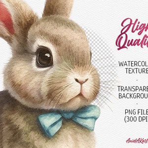 Easter Bunny Clipart, Cute Watercolor Baby Rabbit in Basket Easter PNG ...
