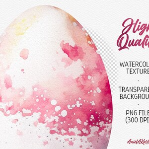 Watercolor Easter Eggs Clipart Bundle White and Pink Easter Egg PNG ...