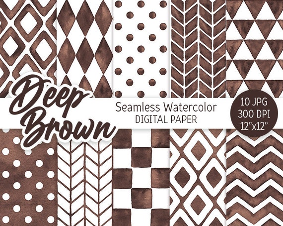 Deep Brown Geometric Pattern Watercolor Seamless Digital Paper - Etsy