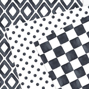 Dark Grey Geometric Pattern Watercolor Digital Paper Pack Printable ...