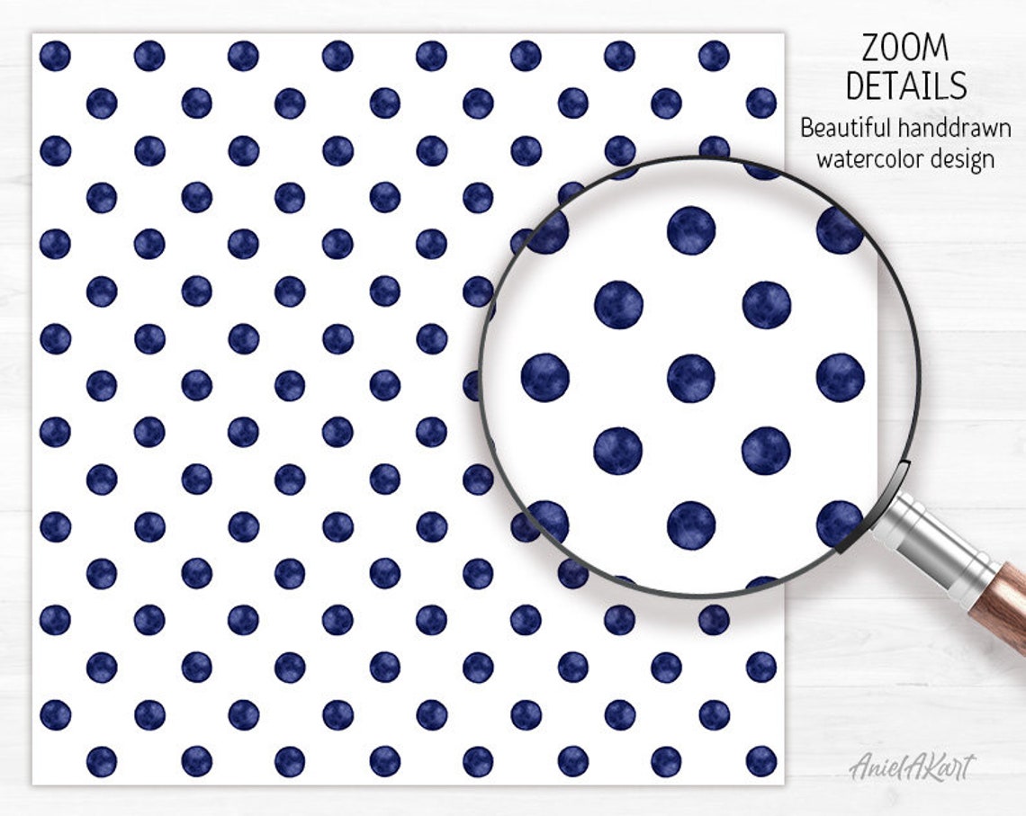 Royal Blue Seamless Pattern Watercolor Polka Dot Digital Paper - Etsy