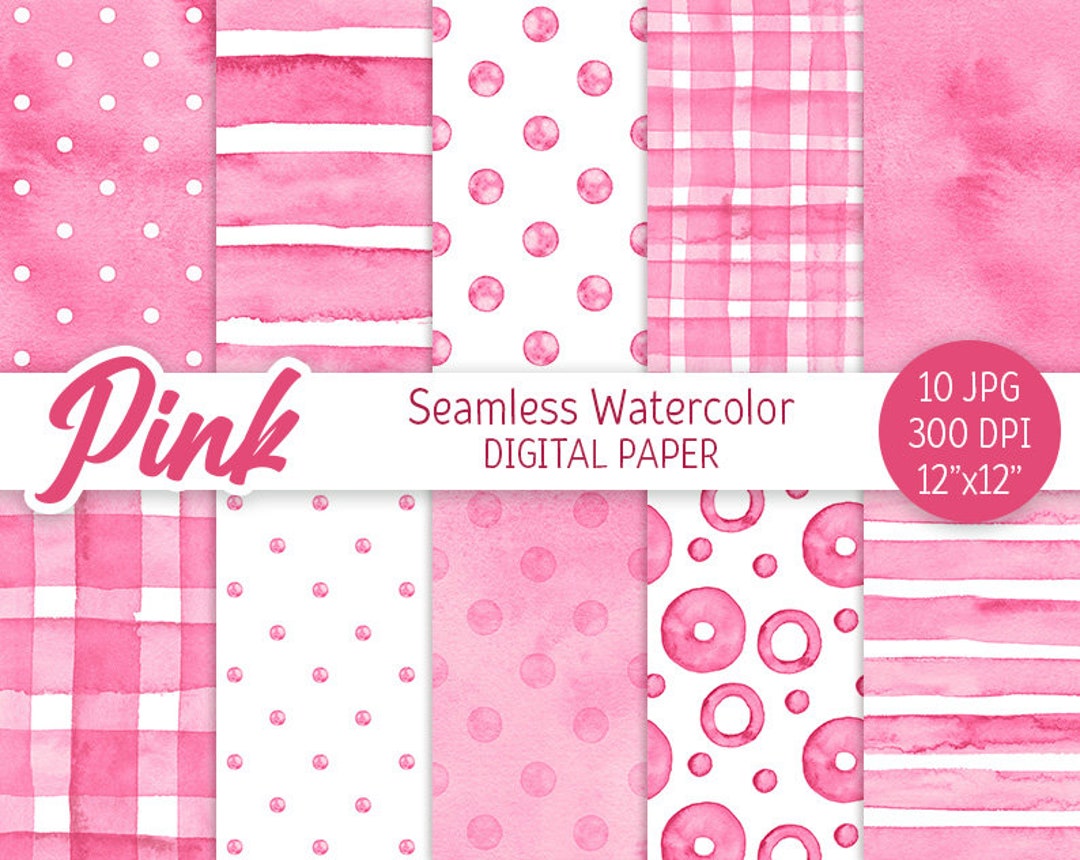 Pink Seamless Pattern Watercolor Polka Dot Pink Digital Paper Pack ...