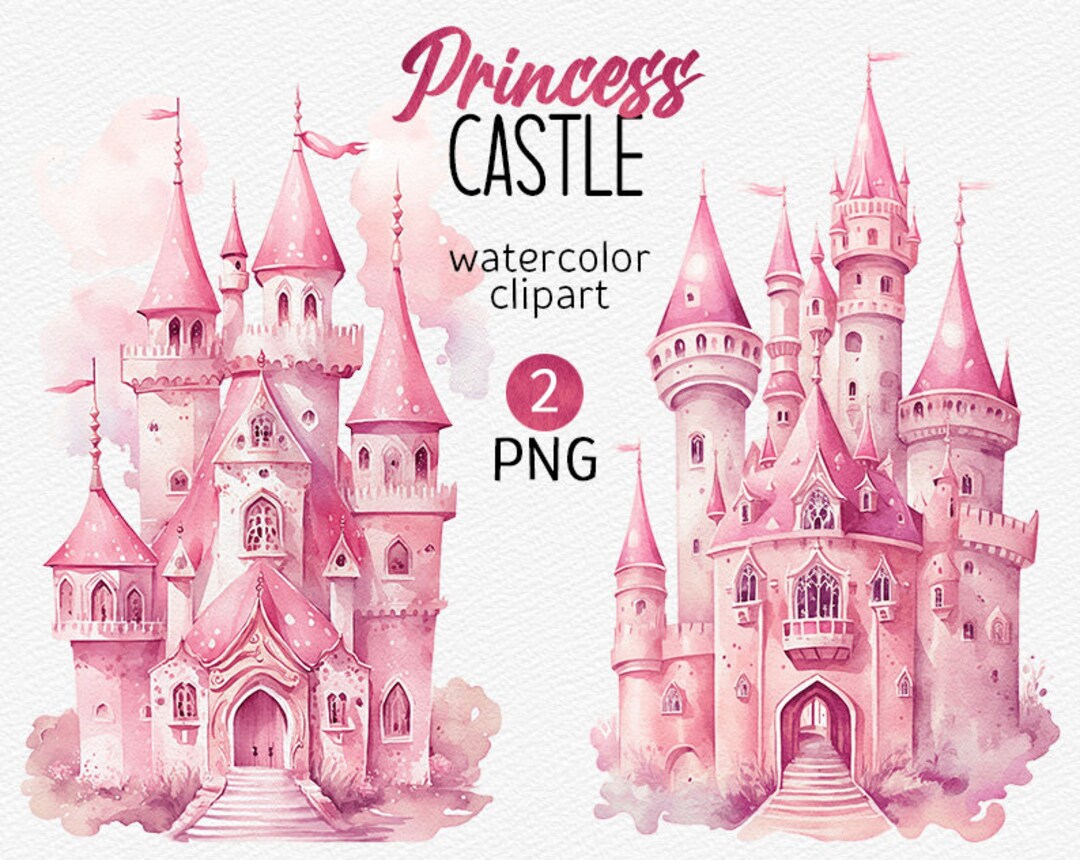 Princess Castle PNG Watercolor Nursery Clipart Baby Girl Clipart ...