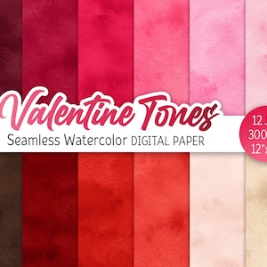 Watercolor Valentine Day Digital Paper Pack Pink Hues Seamless Pattern ...