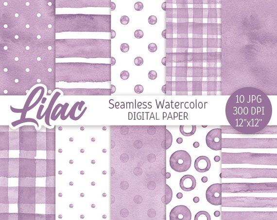 Lilac Purple Seamless Pattern Watercolor Polka Dot Digital | Etsy