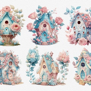 Pastel Fairy House Clipart Watercolor Flower Fairy House PNG ...