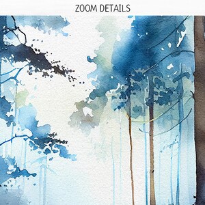 Watercolor Blue Forest Digital Paper Pack Foggy Wood Printable ...