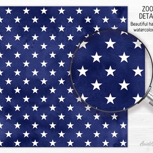 Independence Day Digital Paper Pack Watercolor Stars Seamless Pattern ...