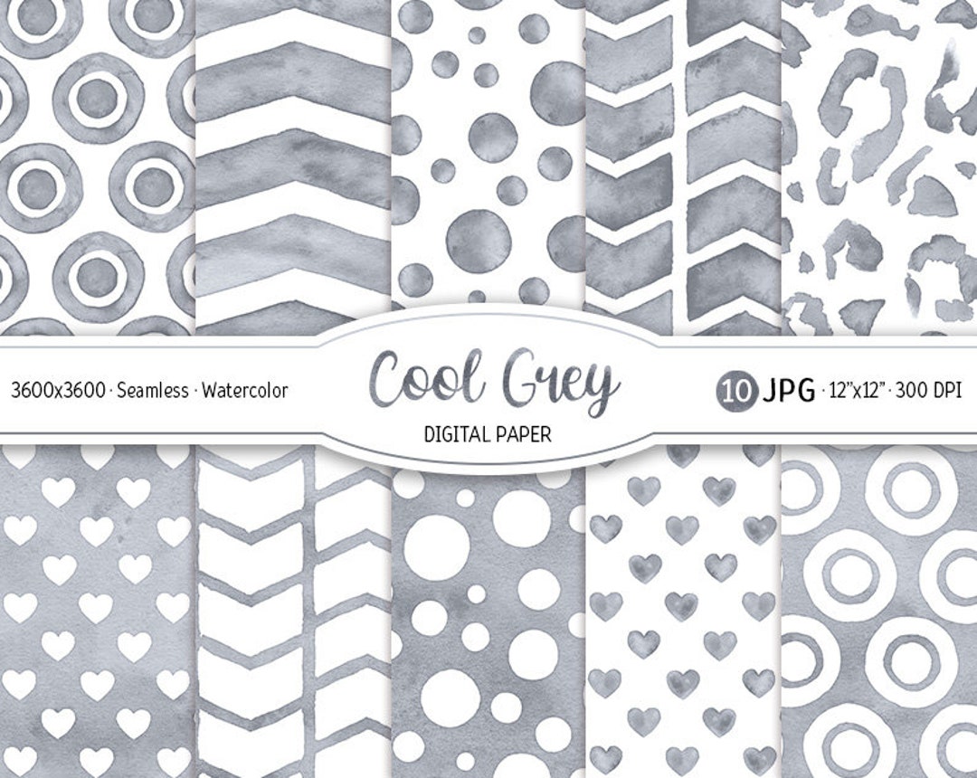 Cool Grey Digital Paper Pack Watercolor Confetti Seamless Pattern ...