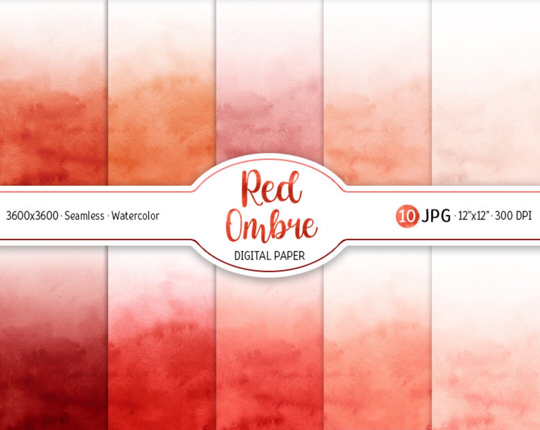 Red Ombre Watercolor Background Red Digital Paper Pack Seamless Pattern ...