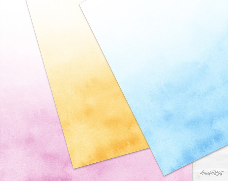 Pastel Ombre Watercolor Background Pastel Digital Paper Pack Rainbow ...