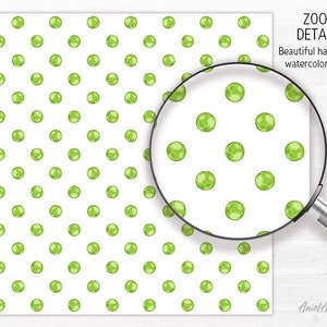 Green Seamless Pattern Watercolor Polka Dot Digital Paper Pack ...