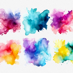 Watercolor Splash Clipart PNG Bundle Alcohol Ink Clipart Colorful Paint ...