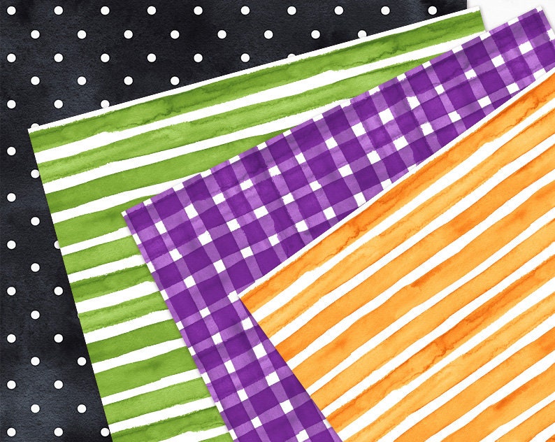 Halloween Digital Paper Pack Watercolor Polka Dot Seamless Pattern ...