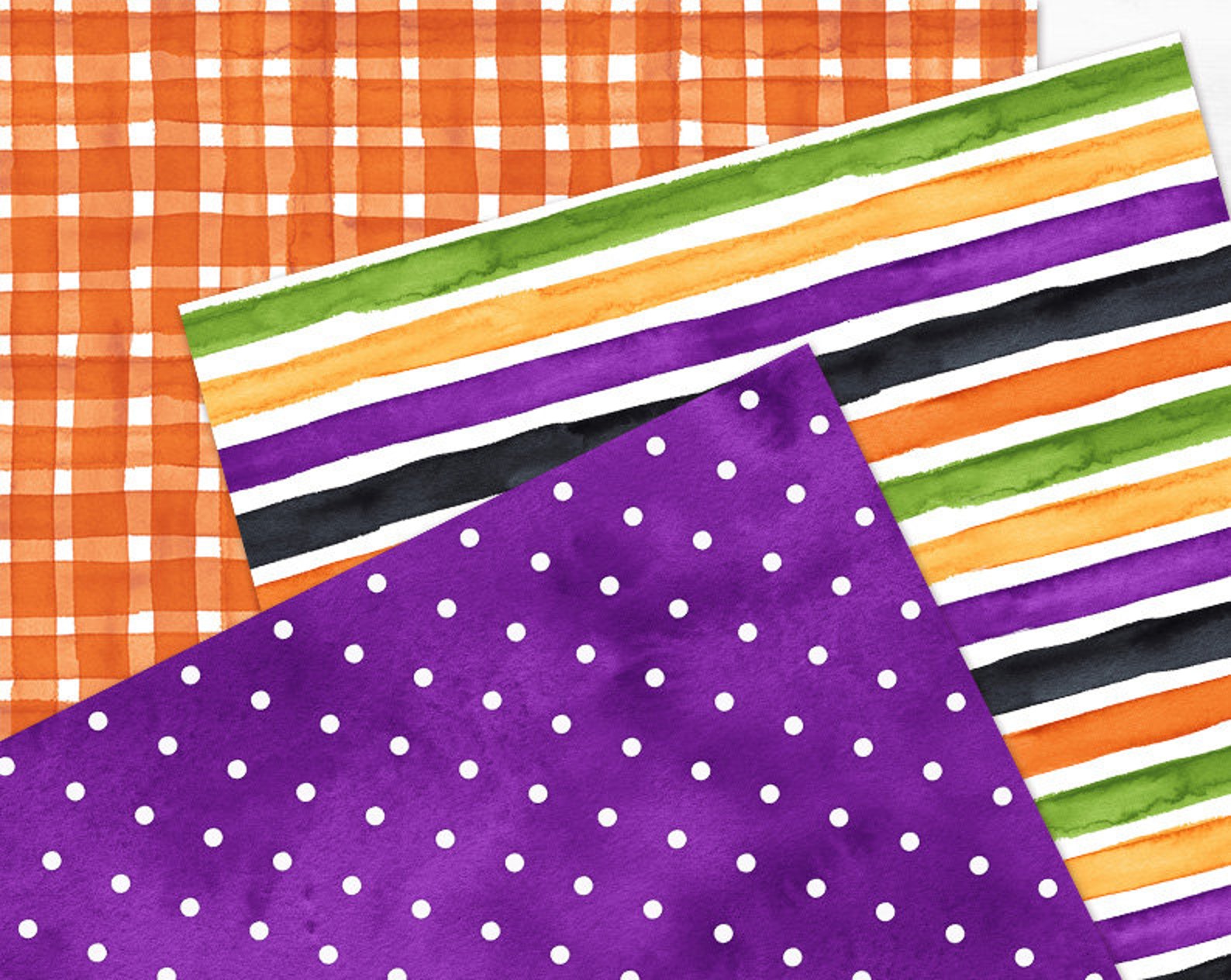 Halloween Digital Paper Pack Watercolor Polka Dot Seamless Pattern ...