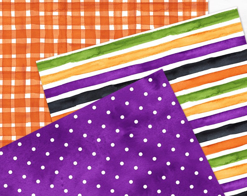 Halloween Digital Paper Pack Watercolor Polka Dot Seamless Pattern ...