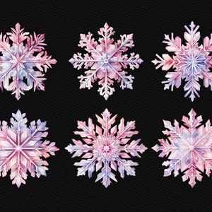 Watercolor Snowflake Clipart Pink Snowflake PNG Watercolor Cozy ...