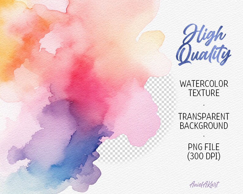 Pastel Watercolor Splash Clipart PNG Bundle Brush Strokes Clipart ...