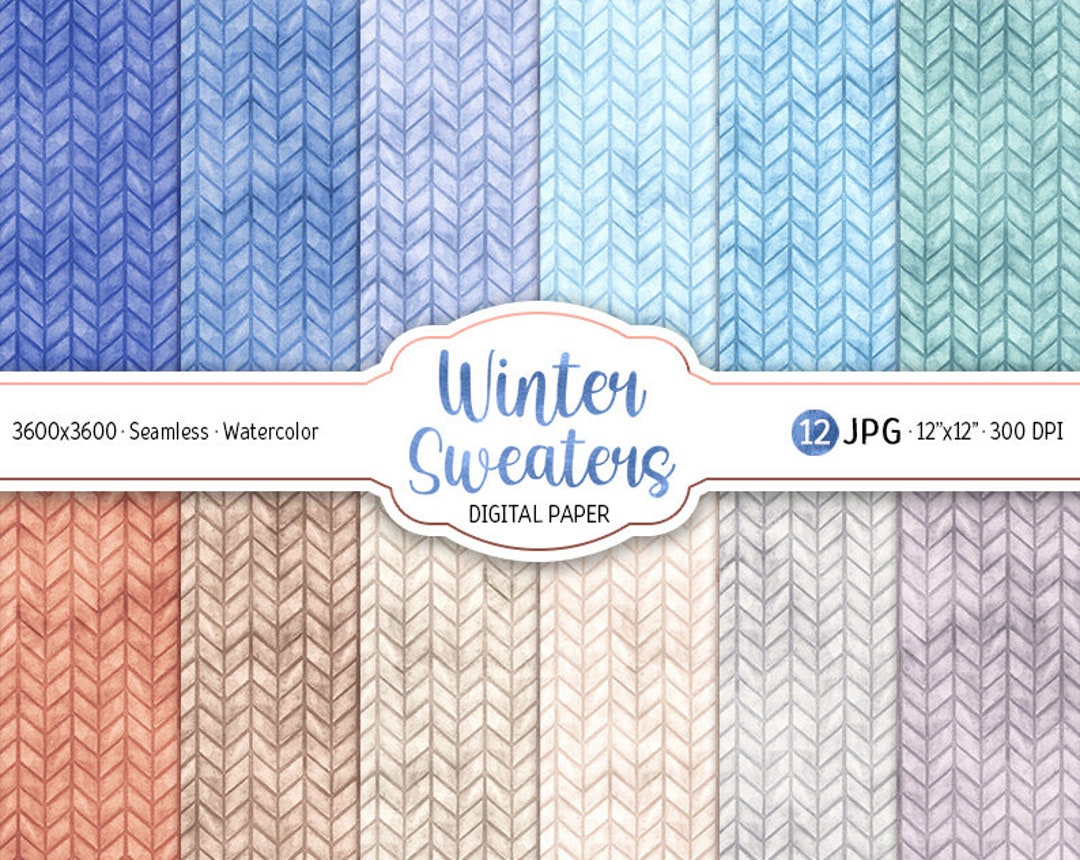 Winter Sweater Digital Paper Pack Cozy Winter Knit Seamless Pattern ...