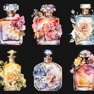 Watercolor Floral Perfume Bottles Clipart Flower Perfume PNG Bundle ...