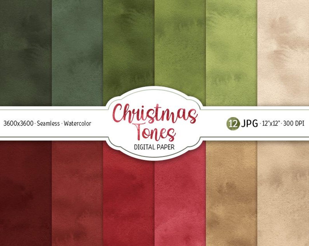 Watercolor Christmas Digital Paper Pack Holiday Hues Seamless Pattern ...