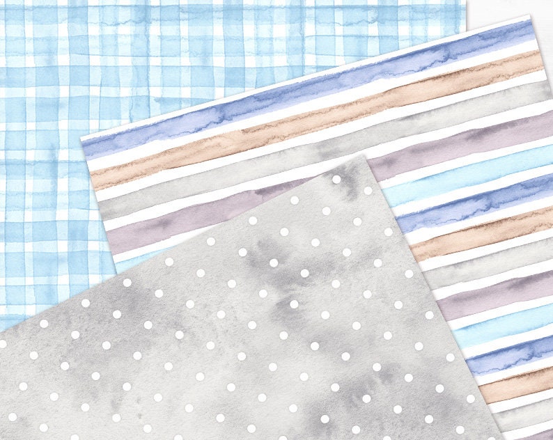 Watercolor Winter Digital Paper Pack Winter Hues Seamless Pattern Polka ...