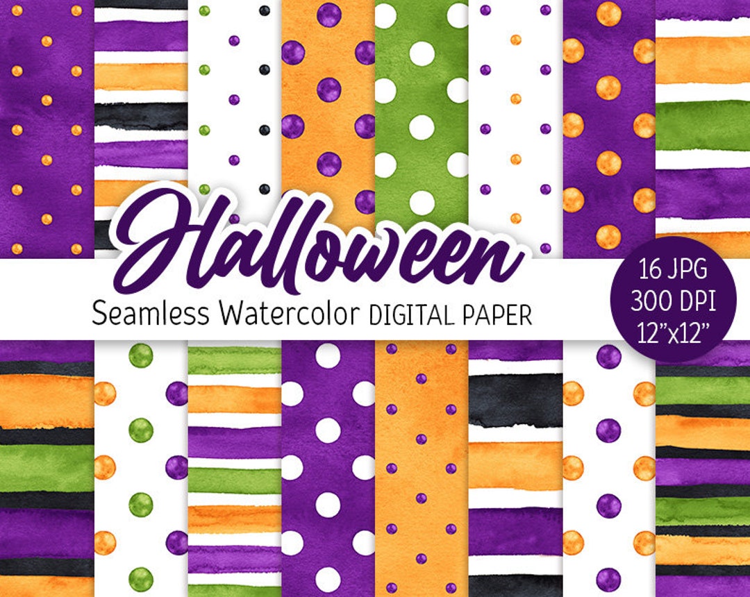 Halloween Digital Paper Pack Watercolor Polka Dot Seamless - Etsy