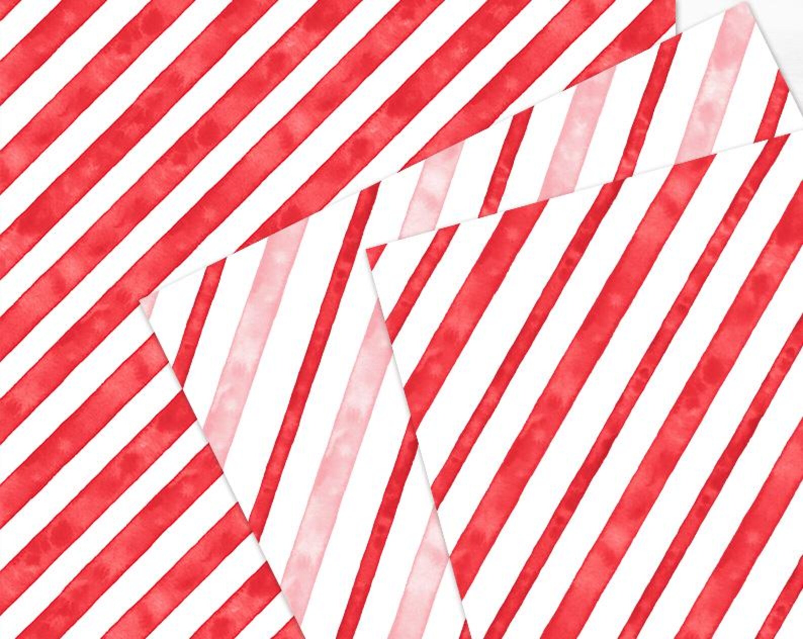Candy Cane Stripes Digital Paper Pack Watercolor Peppermint Seamless ...