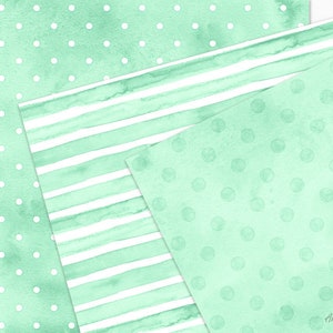 Mint Green Seamless Pattern Watercolor Polka Dot Digital Paper Pack ...