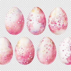 Watercolor Easter Eggs Clipart Bundle White and Pink Easter Egg PNG ...