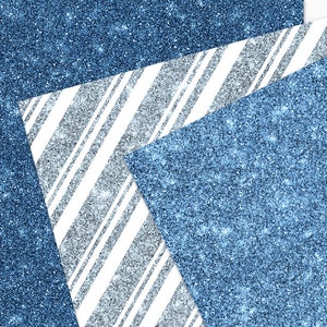 Blue and Silver Glitter Digital Paper Pack Sparkle Seamless Pattern ...