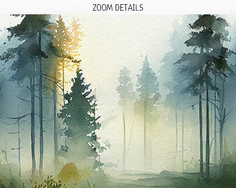 Watercolor Misty Forest Digital Paper Pack Foggy Wood Printable ...