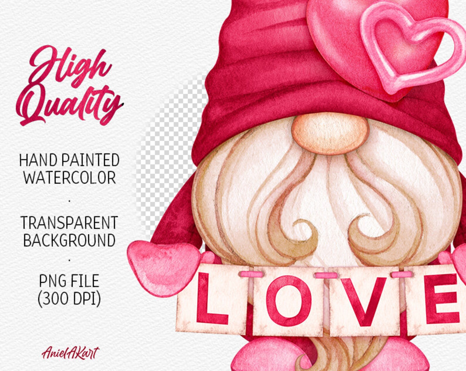 Watercolor Valentine Gnomes PNG Clipart Valentine's Day - Etsy