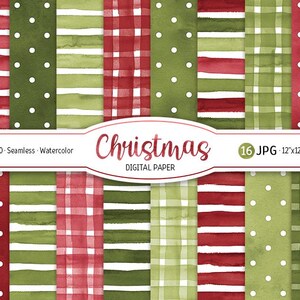 Christmas Digital Paper Pack Watercolor Polka Dot Seamless Pattern ...