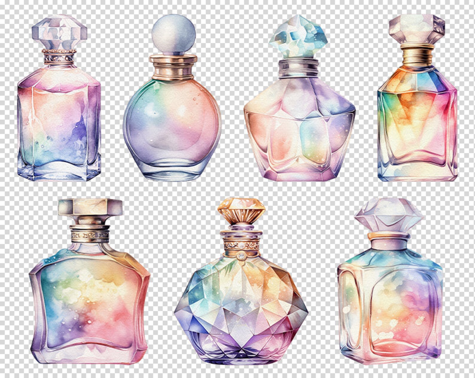Watercolor Perfume Bottles Clipart Pastel Perfume PNG Bundle - Etsy