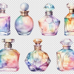 Watercolor Perfume Bottles Clipart Pastel Perfume PNG Bundle Fashion ...
