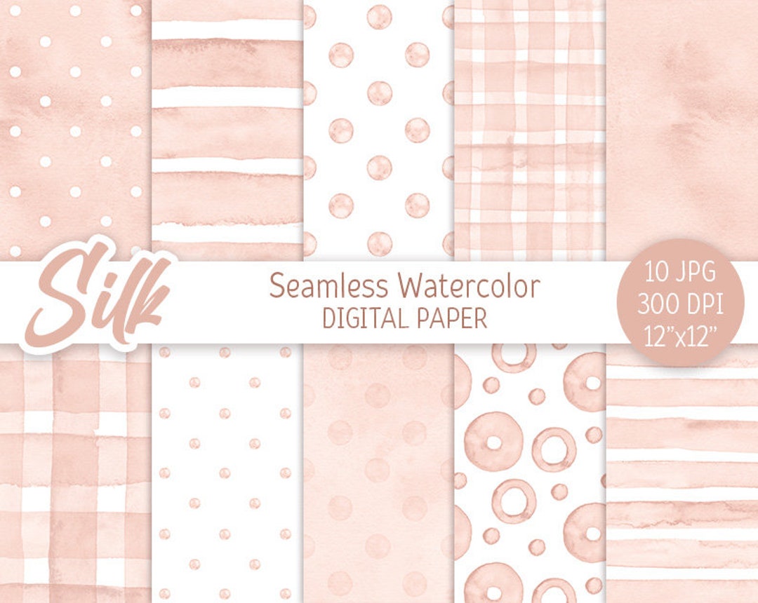Silk Beige Seamless Pattern Watercolor Polka Dot Pink Beige Digital ...