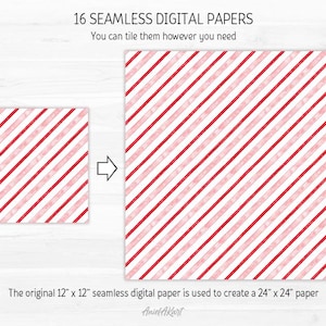Candy Cane Stripes Digital Paper Pack Watercolor Peppermint Seamless ...