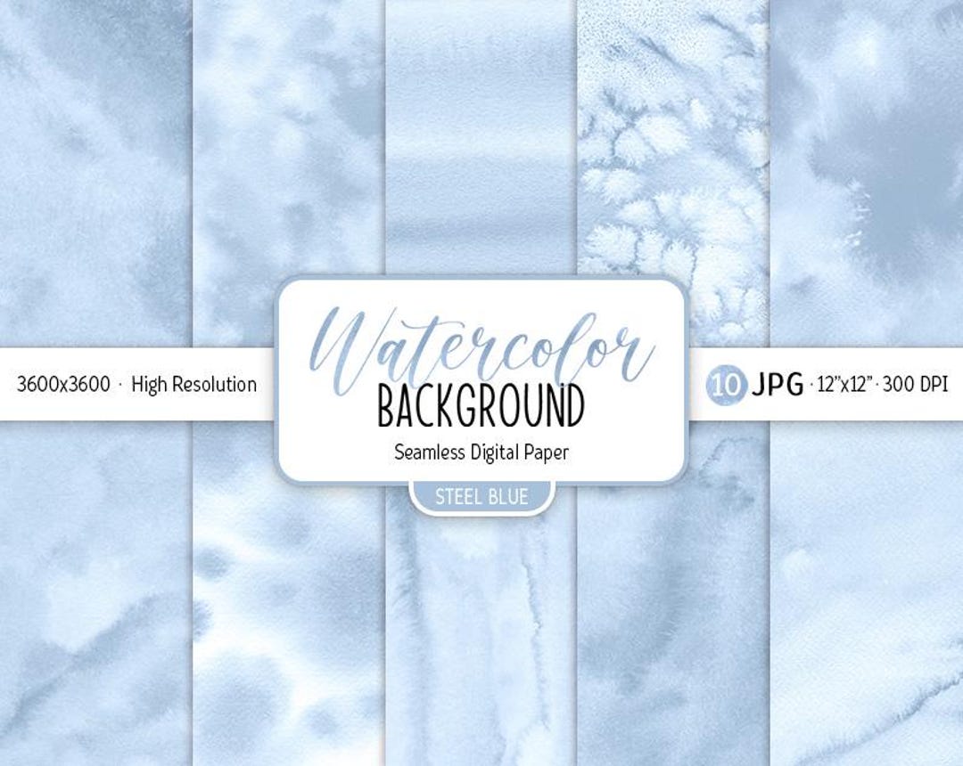Steel Blue Watercolor Background Abstract Light Wedding Digital Paper ...
