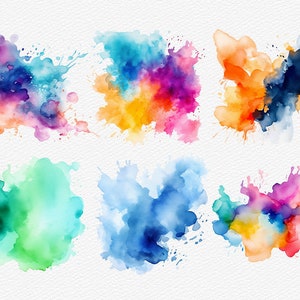 Watercolor Splash Clipart PNG Bundle Alcohol Ink Clipart Colorful Paint ...